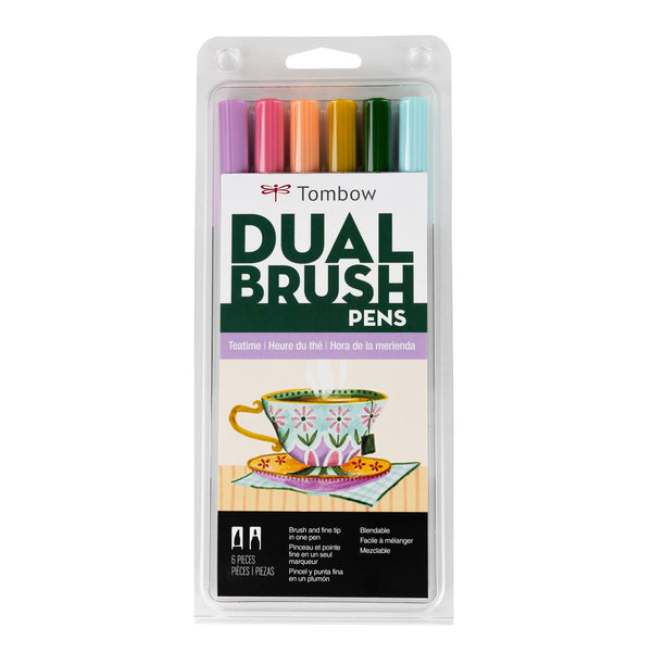Dual Brush Pen Art Markers, Teatime, 6-Pack - Paper Herald